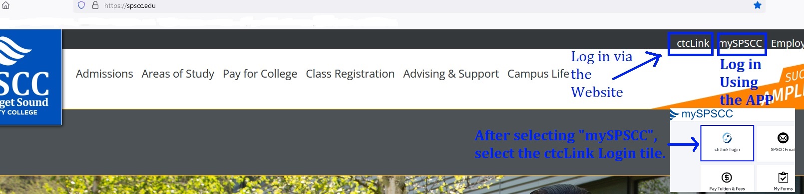 Log into ctcLink | SPSCC Support